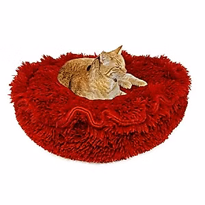 Bessie and Barnie Ultra Plush Lipstick Deluxe Luxury Shag Dog/Pet Lily Pod Bed Machine Washable