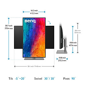 BenQ PD3220U Thunderbolt 3 Monitor for Macbook 32" 4K UHD | 100% Rec.709 & sRGB, 95% P3 | IPS | DeltaE ≤3 | Pantone | AQCOLOR | Calibration Report | Ergonomic | USB-C (85W) | USB Hub | Daisy Chain