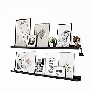 JOLLYMER Floating Shelves for Wall Collage, Picture Ledge Shelves, 48-inch, Set of 2, Espresso