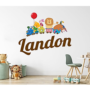 Teddy Bear and Pooh Friends Custom Name Wall Decal - Personalized Nursery Name -Wall Decal for Nursery Decoration playroom Decoration (Wide 20"x16" Height Inches)