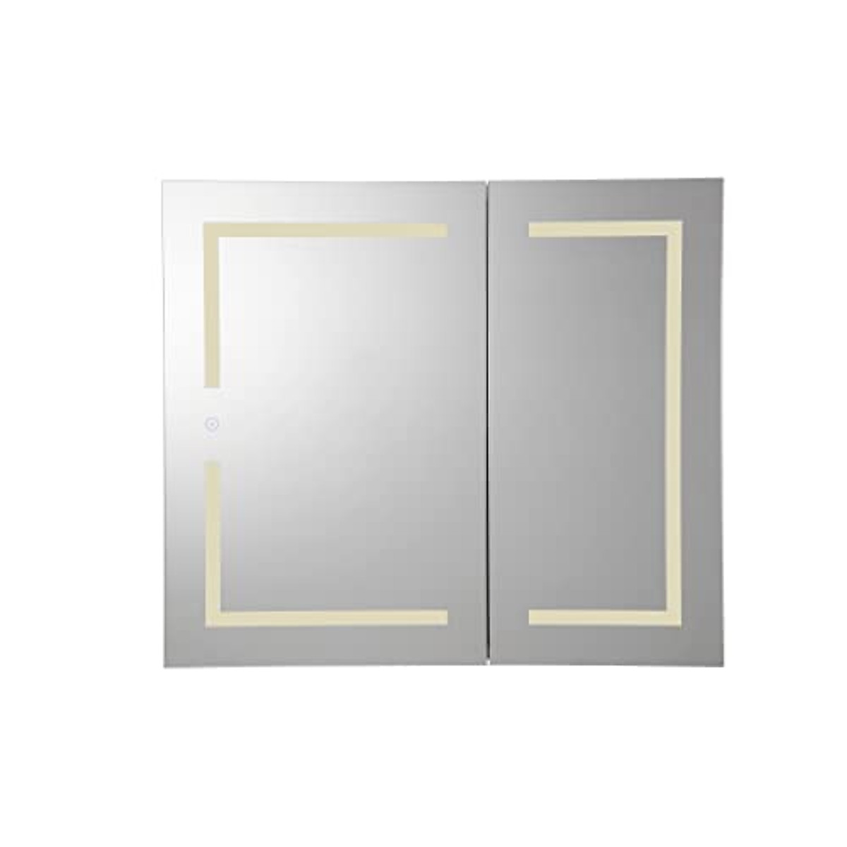 Croydex Sabine Dual, Recessed or Surface Mount, 2 USB Ports, Dimmer, Hang 'n' Lock Easy Installation Illuminated LED Medicine Cabinet, 30W x 26H, Aluminum