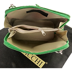 PRIMO SACCHI Ladies Italian Suede Leather Small Micro Dark Beige Crossbody Shoulder Bag Handbag Purse