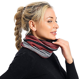 Zando Unisex Soft Beanie Cap Striped Slouchy Chemo Hat Travel Scarf Turban Cozy Skull Cap Lightweight Stretch Sleep Hat for Men Women Blue & Red & Camel Blue One Size