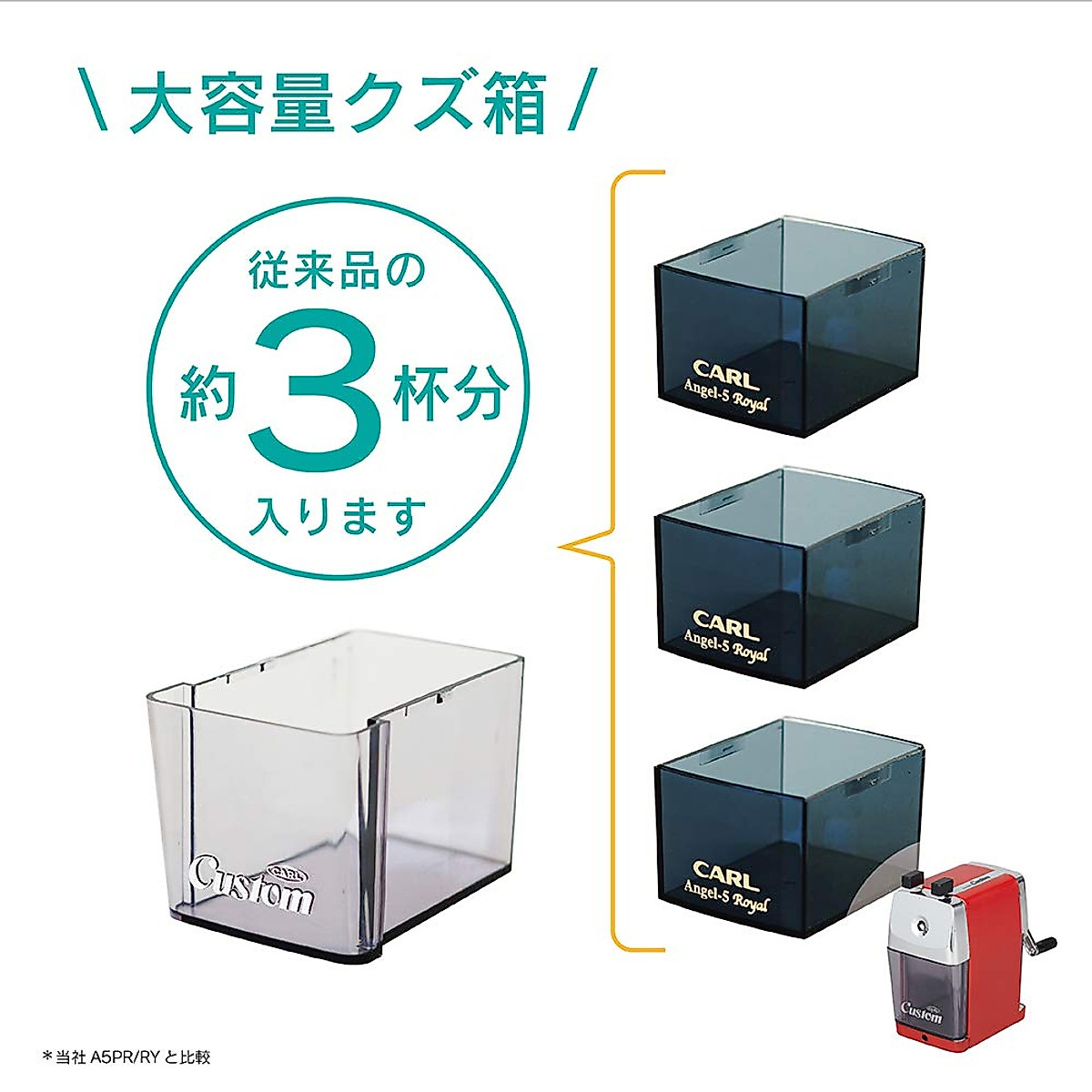 CARL Pencil Sharpener, CC-2000, Black, 5-Point Selector. Manual, Quiet for Office and Home Desks, School Classroom, CUI19018