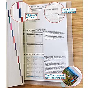 Budget Planner & Monthly Bill Organizer with Pockets. Expense Tracker Notebook, Budgeting Journal and Financial Planner Budget Book to Control Your Money, PP Cover, A5 – Blue Watercolor