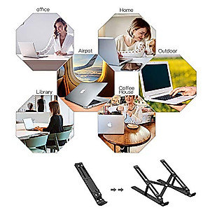 TULLRAS Laptop Stand, Adjustable Portable Laptop Holder, Aluminum 9-Angles Adjustable Ventilated Cooling Notebook Stand Mount Compatible with MacBook Air Pro, Lenovo, Dell, More 10-15.6” Laptops