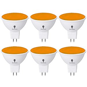 6 Pack BlueX LED MR16 Orange Light Bulb - 4W (40Watt Equivalent) - GU5.3 Bi-Pin Base 12V Orange LED Orange Bulb, Party Decoration, Porch, Home, Holiday Lighting, Decorative Illumination MR16 LED Bulb