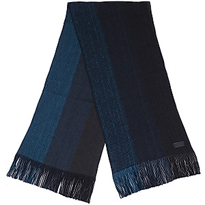 Marino Avenue Mens Scarf, Knit Striped Scarf, Long Winter Mens Scarves In An Elegant Gift Box - Azure Ash - One Size