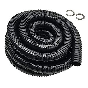 Corrugated Pond Tubing 1 Inches ID Aquarium Hose Waterfall Pond Hose PVC Tubing 20 Feet, Black