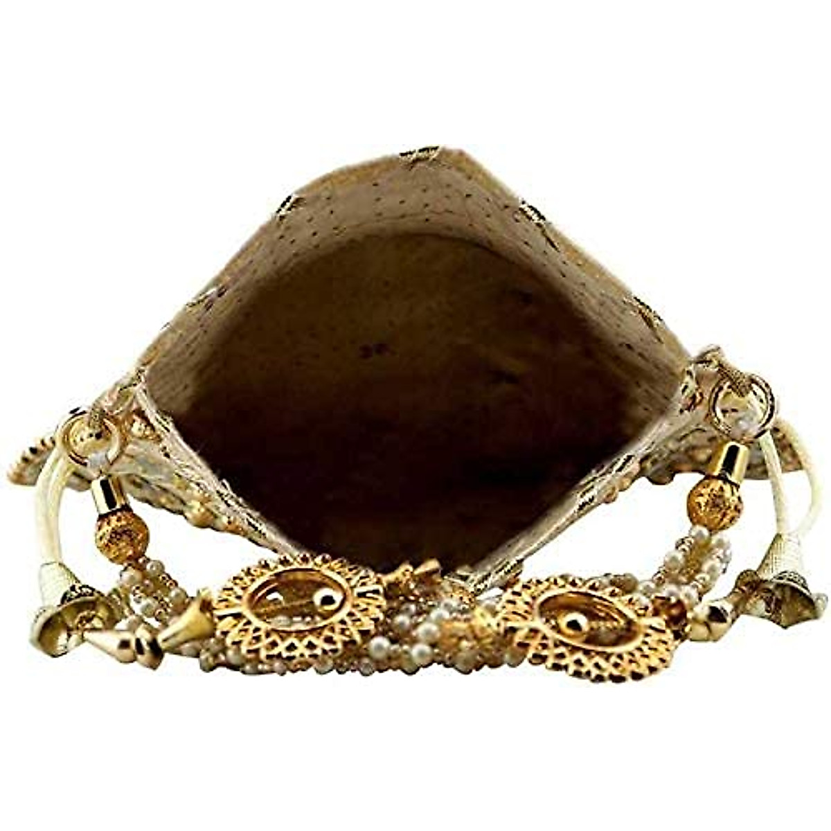 Gold Potli Wristlets Ethnic Potli For Women's | Designer Rajasthani Style Royal Clutch Silk Batwa | Zari Work Potli | Bridal Potli | Potli Bags