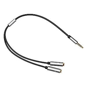 Goodliest Mic Audio Splitter Adapter Cable,3.5mm Splitter Male to Female Mic Headphone Phone Audio Adapter Charger Cable Grey