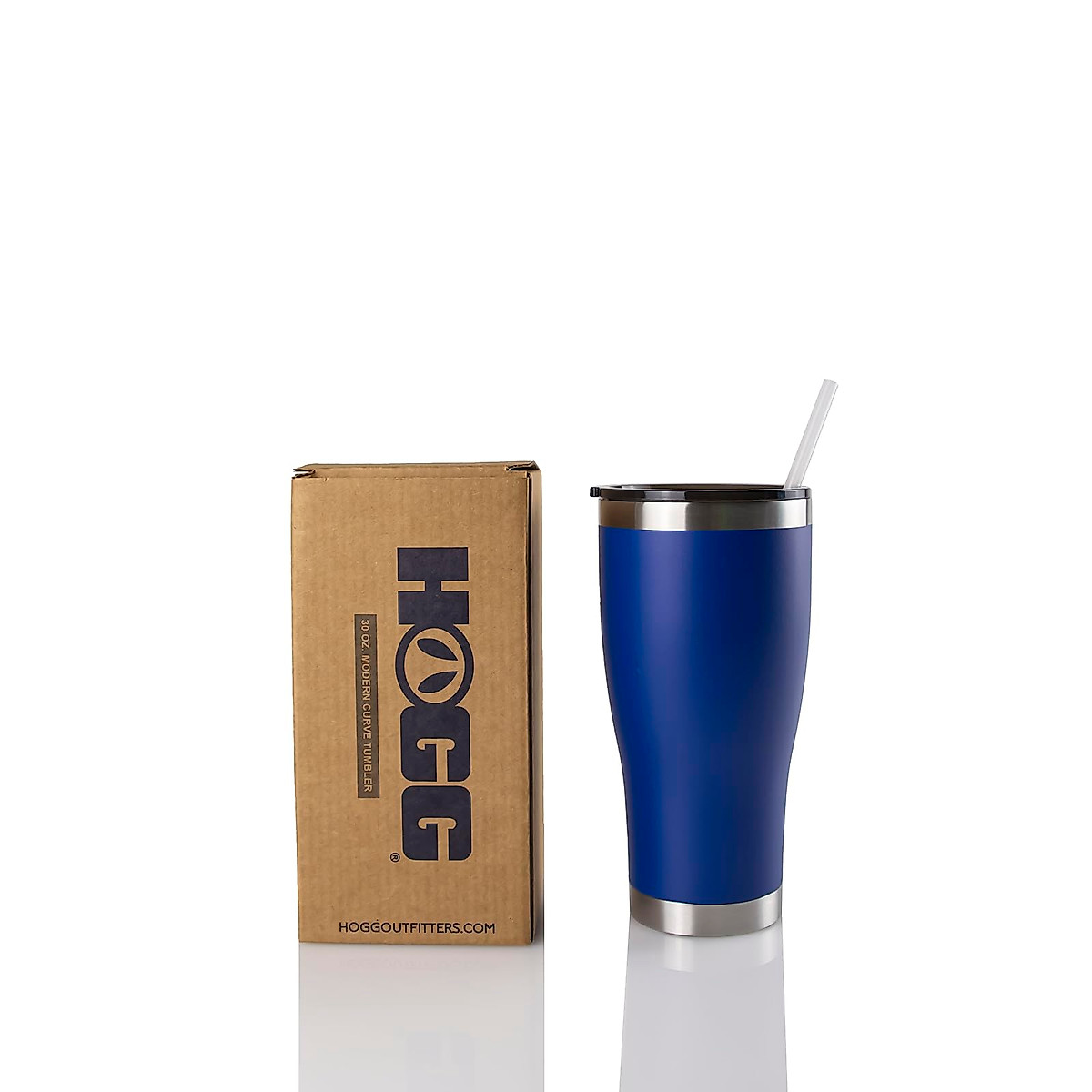 Hogg Modern Curve 30 oz Tumbler - Royal Blue, Powder Coated Tumbler, Bulk Tumblers with Lids and Straws, Engravable Blanks, Powder Coated Tumblers for Laser Engraving, Etching, Vinyl, DIY