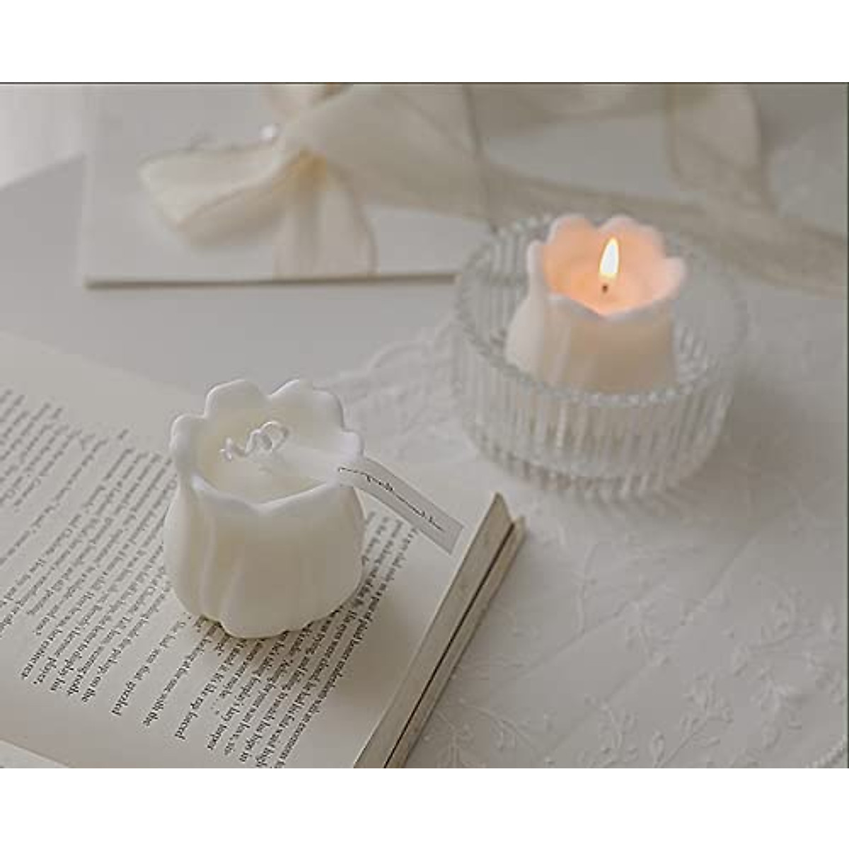 Aroma Candle,120G Tulip Flower Shaped Soy Wax Scented Candle for Table Photo Prop Birthday Gift,Prefect for Meditation Stress Relief Mood Boosting Bath Yoga