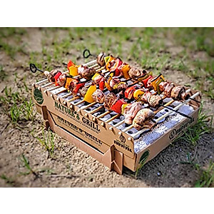 BattlBox Single Use Biodegradable Charcoal Grill - Nature's Eco-Friendly Bamboo Disposable BBQ Grill - Beach Parks Picnics Tailgates Camping Hiking Outdoor Survival - Portable Grill