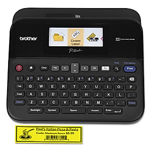 Brother P-Touch, PTD600VP, PC-Connectable Label Maker with Full Color Graphical Display, Case, Split-Back Tapes, 14 Fonts, High-Resolution, Black