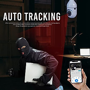 JTOMYX Light Bulb Camera, 2 Pack Wireless Light Bulb Security Camera for Home Surveillance, 360° WiFi Nanny Cam with Motion Detection Alarm Night Vision