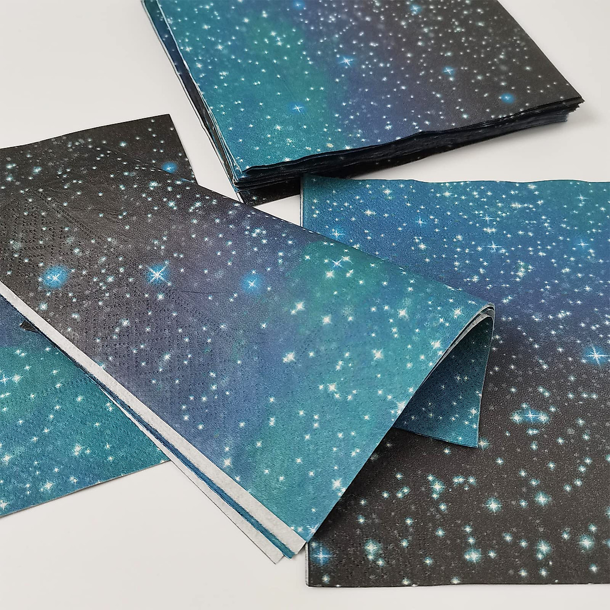 50 Pcs Space Starry Napkins Galaxy Party Napkins Supplies Decorations Lunch Paper Napkins for Outer Space Birthday Baby Shower