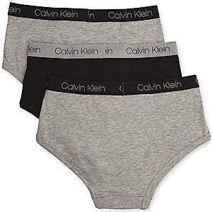 Calvin Klein Boys' Little Modern Cotton Assorted Briefs Underwear, 3 Pack, Heather Grey/Black/Heather Grey, Medium