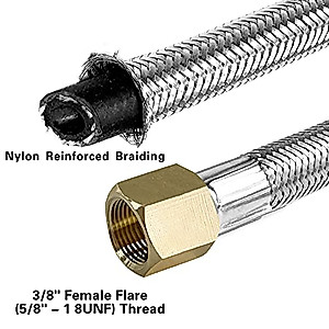 MCAMPAS 10 Feet High Pressure Braided Propane Hose Extension With Conversion Coupling 3/8"Flare to 1/2" Female NPT, 1/4" Male NPT,3/8" Male NPT,3/8" Male Flare for BBQ Grill, Heater, Fire Pit