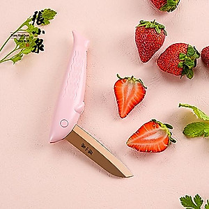 WISELADY Whale Shaped Handle Fruit Knives, Paring Knife, Small Kitchen Knife with Sharp Blade, Paring Knife for Cutting and Preparing Fruit and Vegetables (Black)