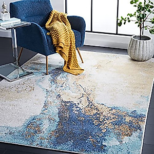 Safavieh Phoenix Collection Area Rug - 8' x 10', Blue, Modern Abstract Design, Non-Shedding & Easy Care, Ideal for High Traffic Areas in Living Room, Bedroom (PHX533M)