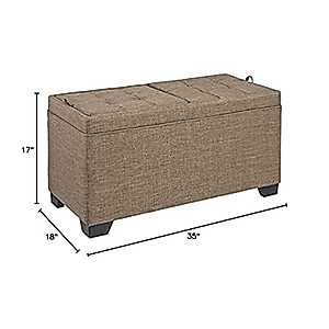 FIRST HILL FHW Sunshine 3-Piece Storage Ottoman Bench Set with Fabric Upholstery, Bark Brown