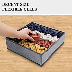 Bructhun Sock Underwear Drawer Organizers, 3 Pack Closet Organizers and Storage Boxes, 64 Cells Wardrobe Cabinet Dividers, 24+24+16 Grey