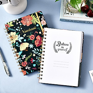 Shoparr Spiral Notebook – Spiral Journal for Women with Premium Thick Paper, 6" x 8.3", Hardcover Ruled Journal/Notebook with Back Pocket + Banded - Floral