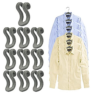 Mlici Cascading Mini Hooks for Hangers, Grey Clothes Hanger Connector Hooks, 60 Pcs Heavy Duty Space Saving Clothes Hanger Connector Hooks for Closet