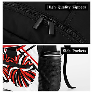 Personalized Custom Cheer Cheerleader Black Red Backpack Lightweight Travel Hiking Causual Bag With Name