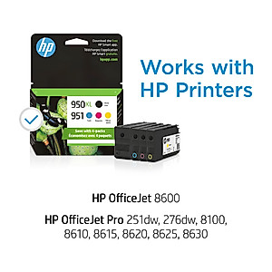 Hp 951 / 950Xl (C2p01fn) Ink Cartridges (Cyan Magenta Yellow Black) 4-Pack In Retail Packaging
