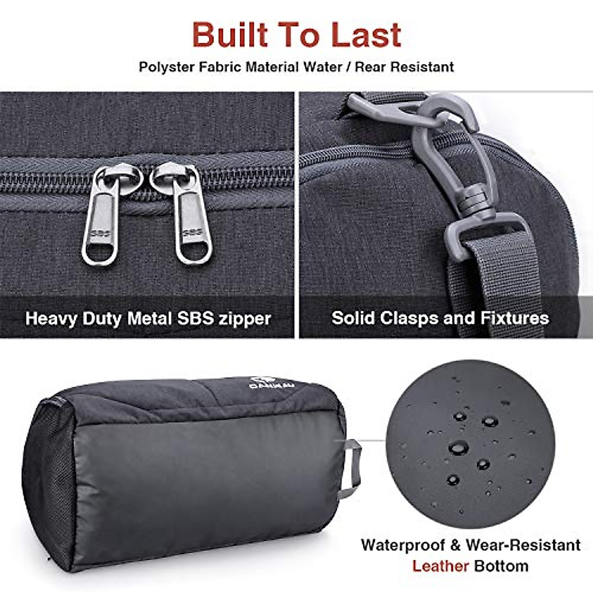 Canway Sports Gym Bag, Travel Duffel bag with Wet Pocket & Shoes Compartment for men women, 45L, Lightweight