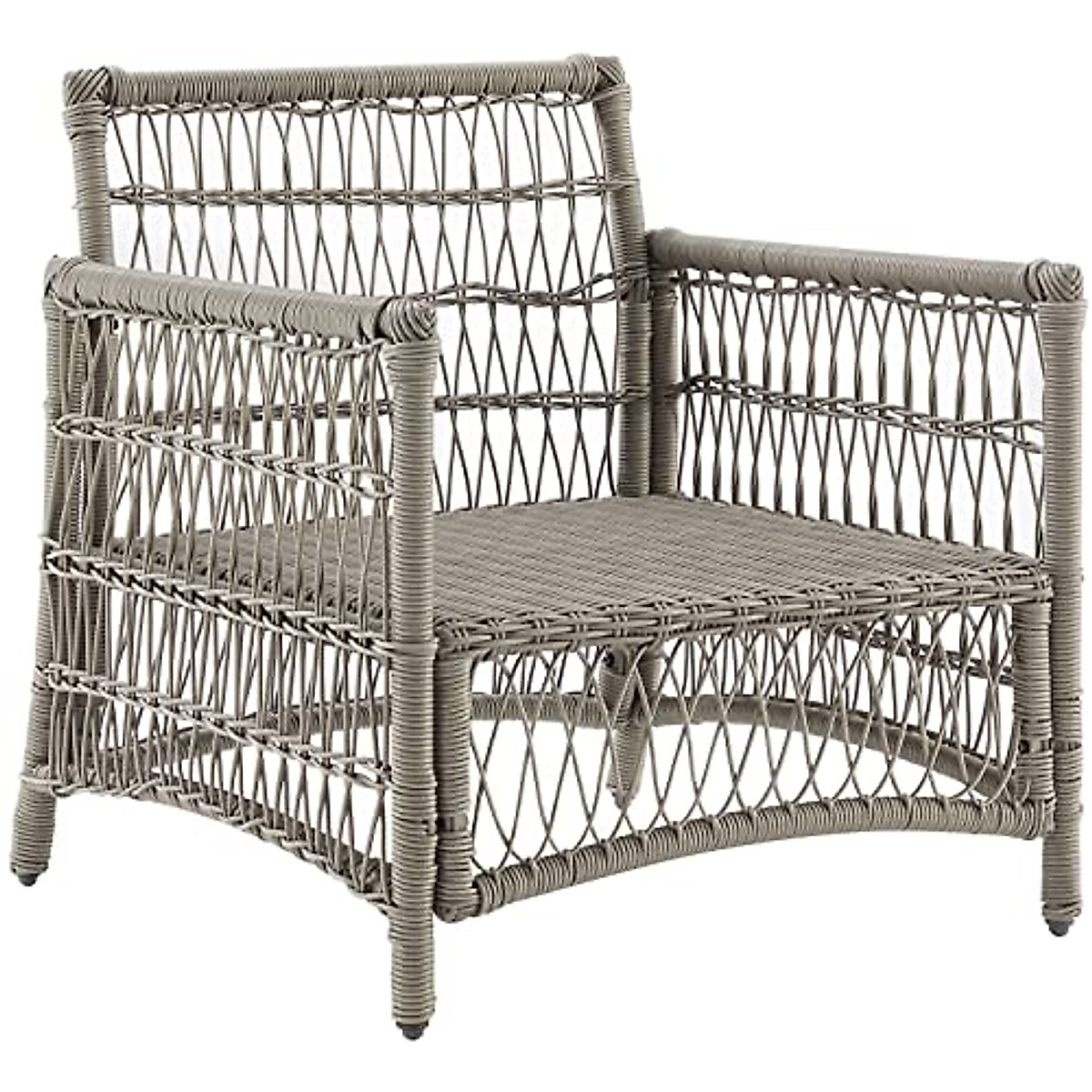 Crosley Furniture Thatcher Wicker Outdoor Chair for Porch, Deck, Backyard, Driftwood with Creme Cushions