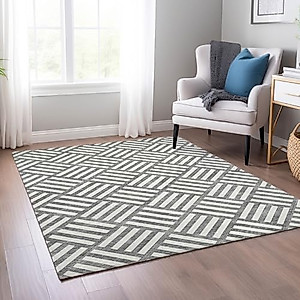 Addison Rugs Chantille ACN620 Charcoal 9' x 12' Indoor Outdoor Area Rug, Easy Clean, Machine Washable, Non Shedding, Bedroom, Living Room, Dining Room, Kitchen, Patio Rug