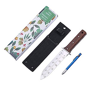 CIELCERA Hori Hori Garden Knife with Diamond Sharpening Rod, Protective Sheath and Extra Sharp Blade - in Gift Box