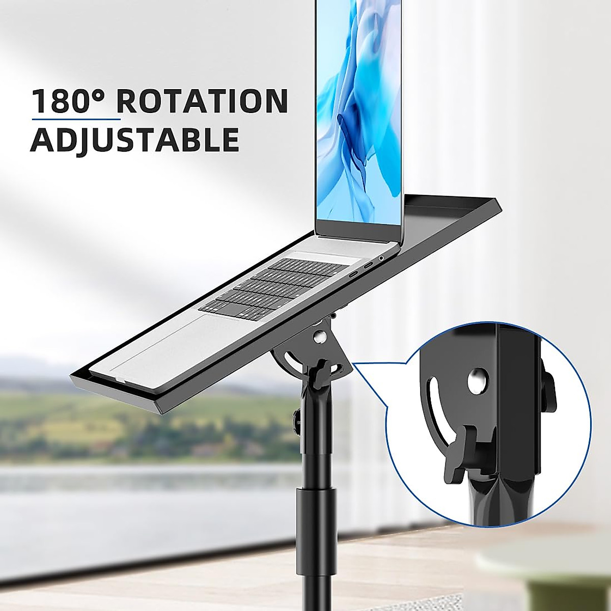 Projector Stand, Sturdy Durable Metal Laptop Tripod Stand with Wheels, Folding Floor Tripod Stand with Tray, Adjustable Height Portable DJ Equipment Stand for Indoors and Outdoors (29 Inch-69 Inch)