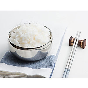 SEJONG COOK 2 Pairs KoreanStyle Double Wall Rice Bowl with High Strength Stainless Steel, Food Grade Stainless, Rice Bowl for Family, Korean Restaurant, Catering, Food Prep (2 Set)