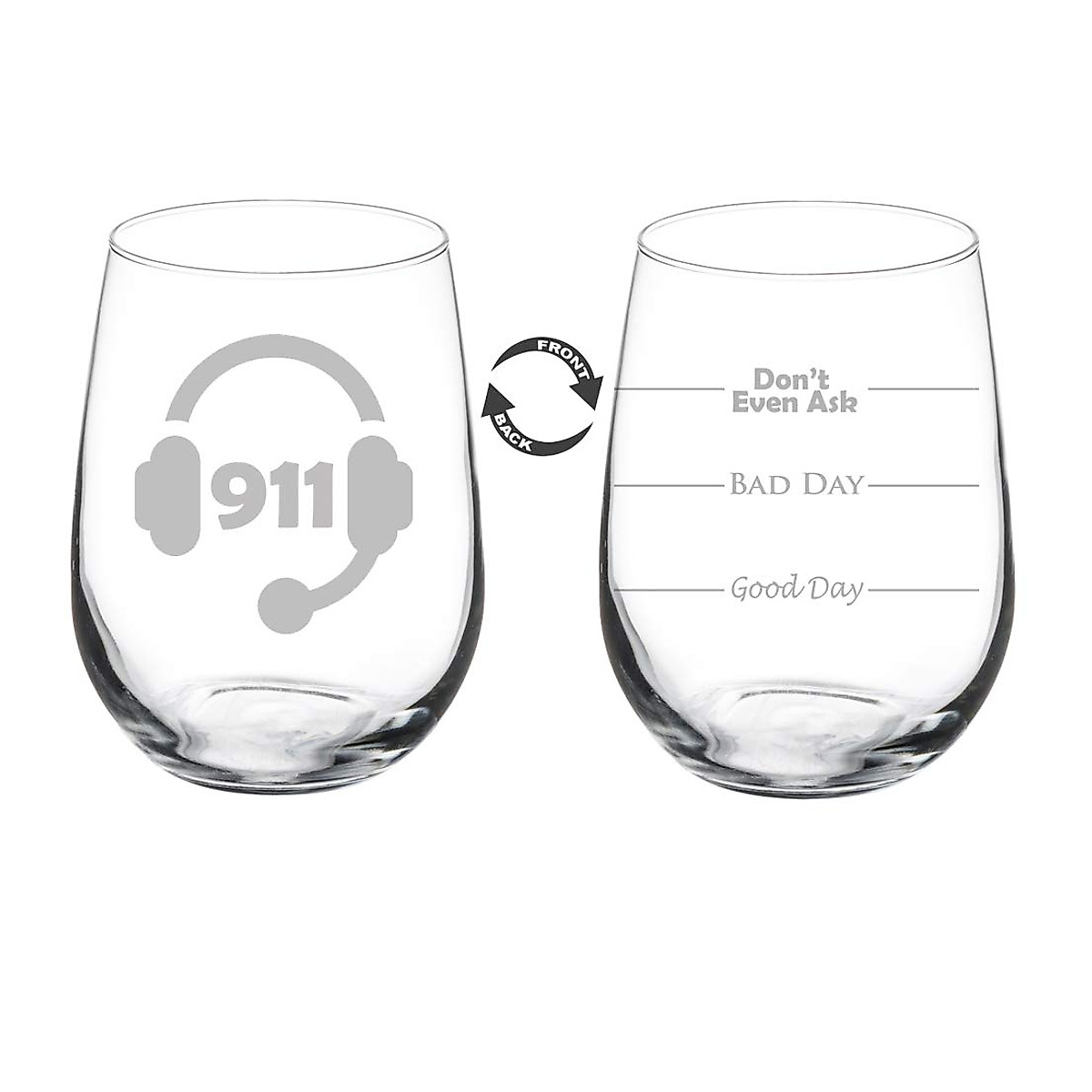 Wine Glass Goblet Two Sided 911 Police Sheriff Dispatcher (17 oz Stemless)
