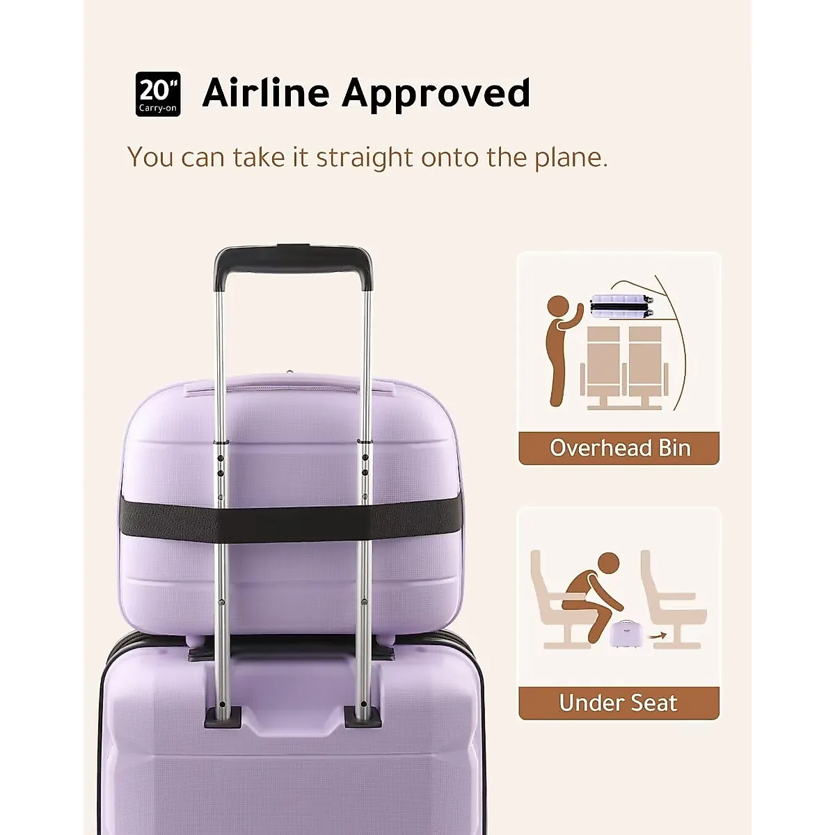 LUGGEX Carry on Luggage with Spinner Wheels, Lightweight Suitcase 2 Piece, Expandable (Purple, 14/20)