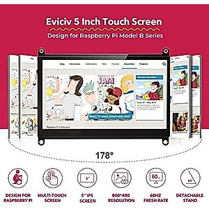 EVICIV Raspb Pi Touchscreen Monitor 5 Inch Screen Display 800×480 Mini LCD Screen Small HDMI Portable Monitor Compatible with Raspb Pi Model B-4 3B Raspbain,Ubuntu,Windows LoT,Windows 10 8 7