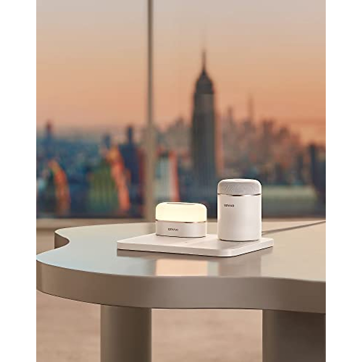 EZVALO 3 in 1 Charger Station with LED Night Light, Portable Bluetooth Speaker, Wireless Charging Station for Multiple iPhone, Samsung/Huawei/Honor/Xiaomi/Oppo, Gifts for Women, Birthday Tech Gifts