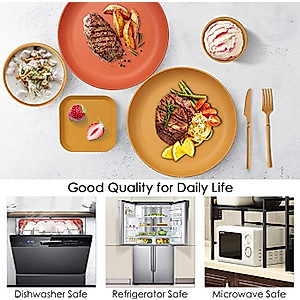 Wheat Straw Dinnerware Sets 48 Pieces,Unbreakable DinnerwareSet,Microwave Safe Dinnerware,Reusable Dishware Sets,for Kitchen/Camping/Caravan/dorm tableware, Kids Plates and Bowls Sets