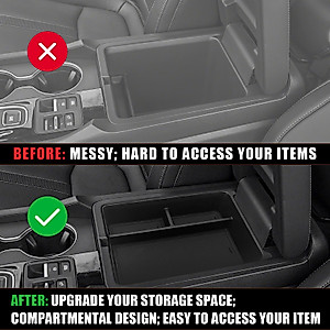 Muslogy Center Console Organizer Compatible with 2023 2024 2025 Honda Pilot Accessories, 2024 2025 Ridgeline/Passport Center Console Storage Box Divider Inserts Interior ABS Material(Black)