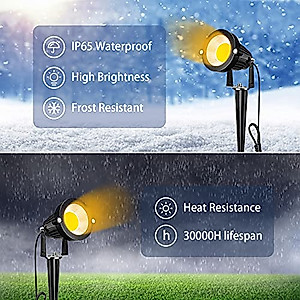 OTAHOMEE Low Voltage Landscape Lights 12V LED Landscape Lighting with Connectors,IP65 Waterproof Spotlights Outdoor Garden Yard Lawn Driveway Pathway Walls Trees Flag Lights,Warm White 3000K,4 Pack
