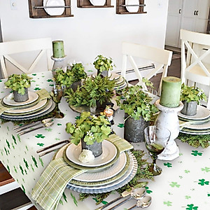 Hiasan Waterproof St Patricks Day Tablecloth Rectangle, 60 x 84 Inch - Washable Shamrock Fabric Table Cloth for Spring and Outdoor Use