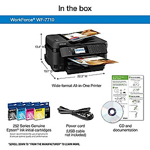 WorkForce WF-7710 Wireless Wide-format Color Inkjet Printer with Copy, Scan, Fax, Wi-Fi Direct and Ethernet, Amazon Dash Replenishment Ready