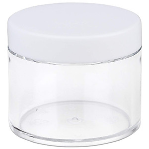 Beauticom 60 Grams/60 ML (2 Oz) Round Clear Plastic Container Jars with White Lids Storage Makeup Cosmetic Lotion Scrubs (3 Jars)
