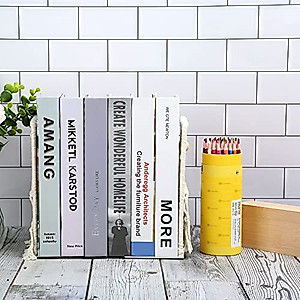 2 Pieces Boho Macrame Bookends Metal Book Stopper Farmhouse Modern Decorative Book Ends Movies CD Book Holders for Office Home Book Shelf (7.9x5.9x3.6 inch)