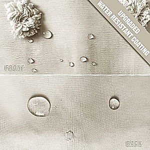 Boho Farmhouse Beige/Cream Shower Curtain Woven Fabric Cute Shower Curtain, 72 x 72 Tufted Pleat Floral Puffs Textured Modern Farmhouse Minimalist Shower Curtain Set with Hooks for Bathroom