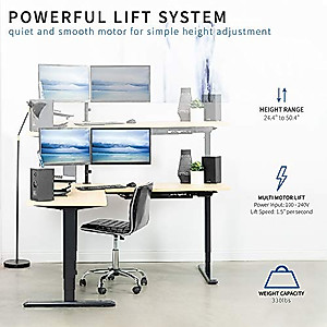 VIVO Electric Motor Sit Standing Height Adjustable Corner 3 Leg Desk Frame, Frame Only, Sit Stand Ergonomic L Frame, DESK-V133E